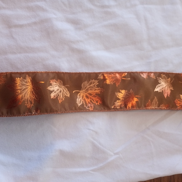 Party Supplies | Autumn Leaf Ribbon Brown Gold Burnt Orange 25 Inches ...